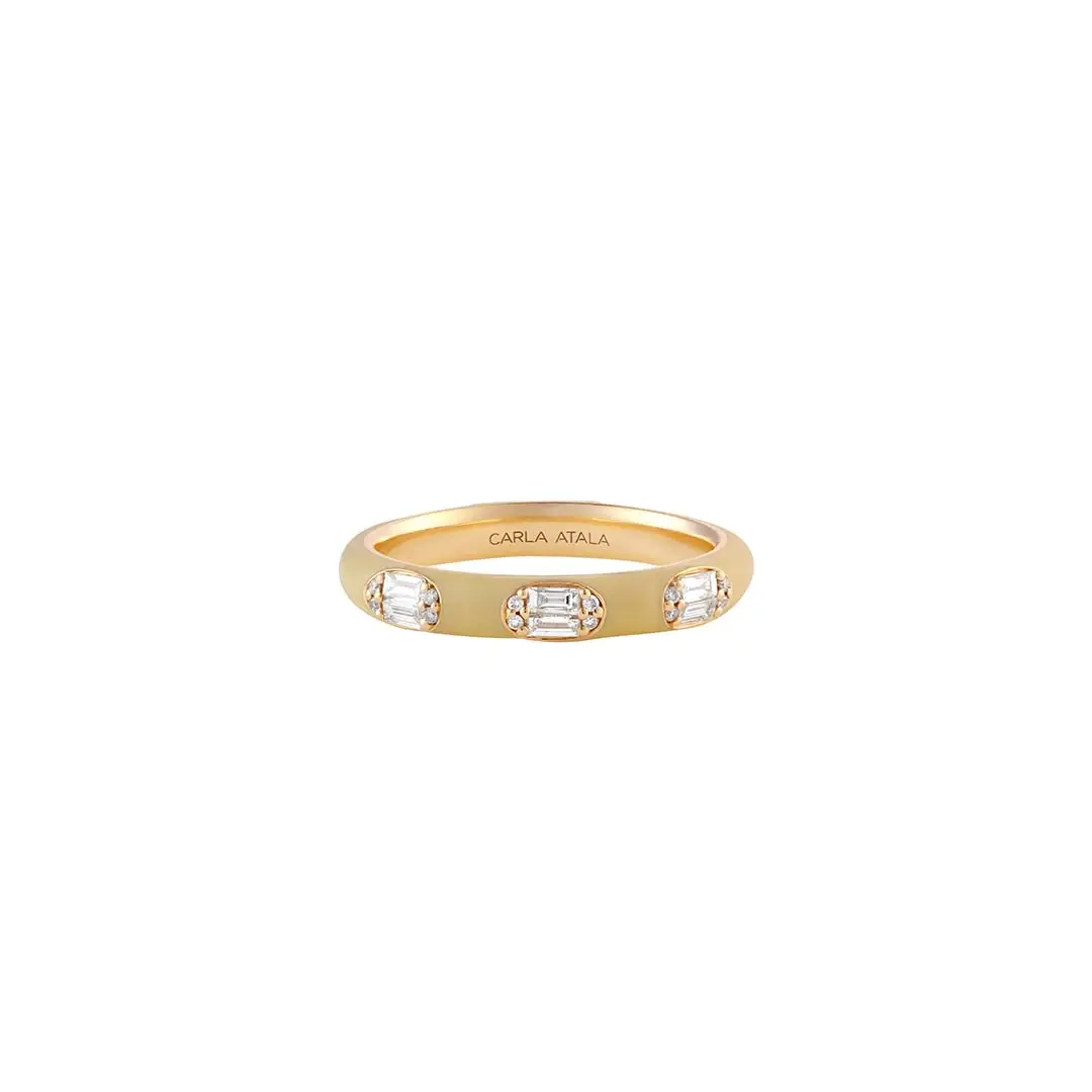 Audrey Oval Flush Enamel Beige Ring Dubai UAE - Carla Atala